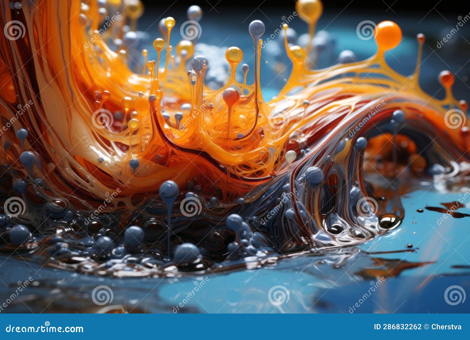 Abstract Background of Viscous Liquid Thick Flowing Drips in Modern ...