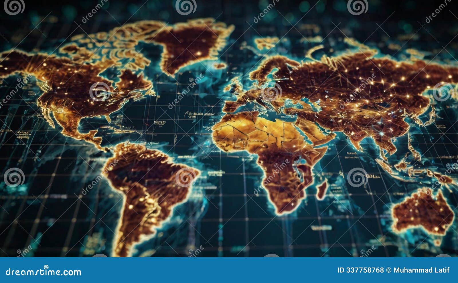 Abstract Background Visualization in the Form of a Digital World Map ...