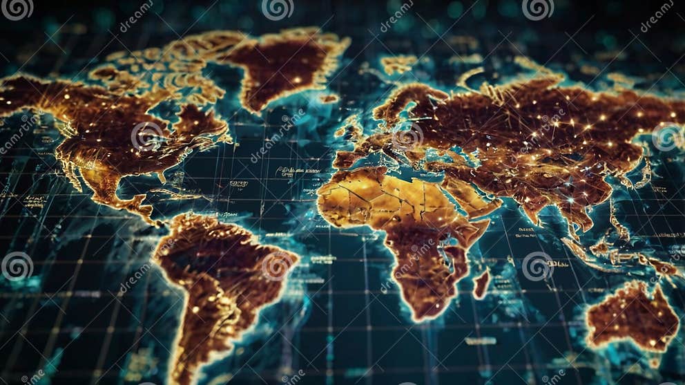 Abstract Background Visualization in the Form of a Digital World Map ...