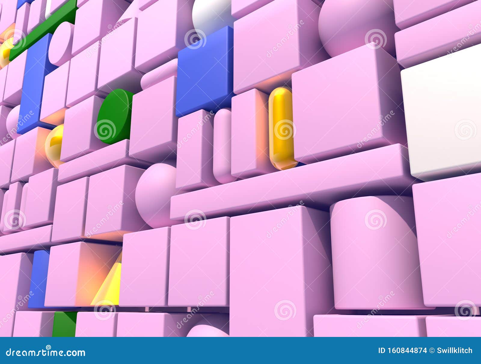 Abstract Background with Wall of Multiple 3d Shapes Stock Illustration ...