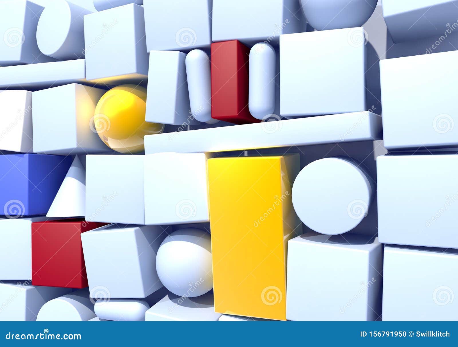 Abstract Background with Wall of Multiple 3d Shapes Stock Illustration ...