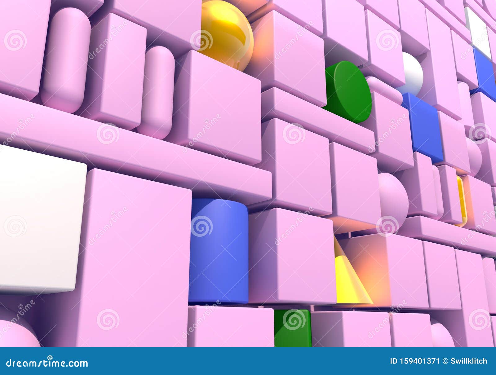 Abstract Background with Wall of Multiple 3d Shapes Stock Illustration ...