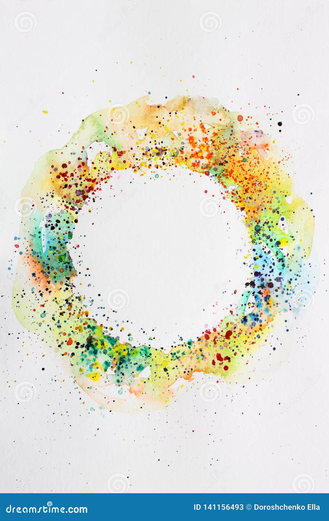 Abstract Background Watercolor Drawing Round Frame Stock Image - Image ...