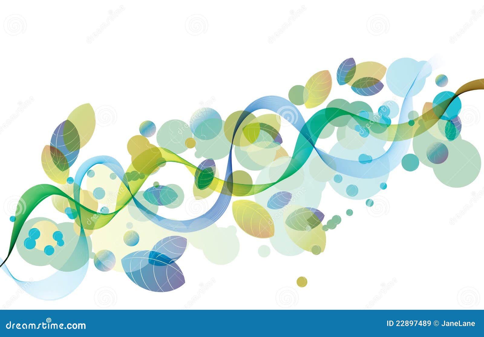 Abstract Background with Wave and Leaves Stock Vector - Illustration of ...