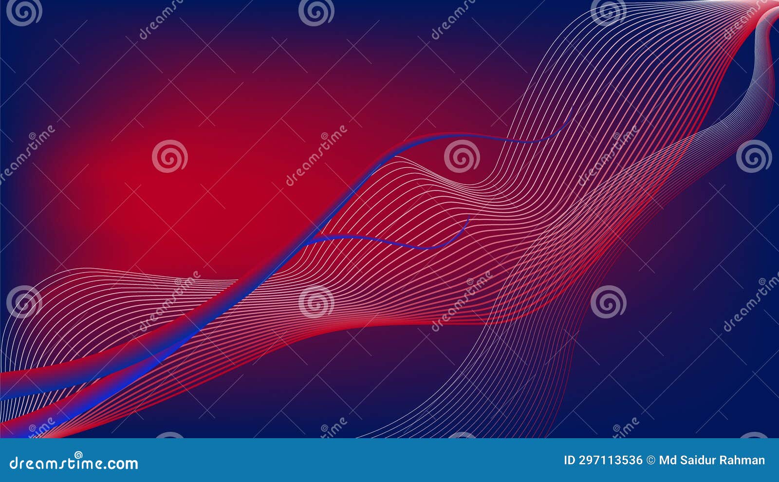 Abstract Background with Waves. Vector Illustration. Red and Blue ...