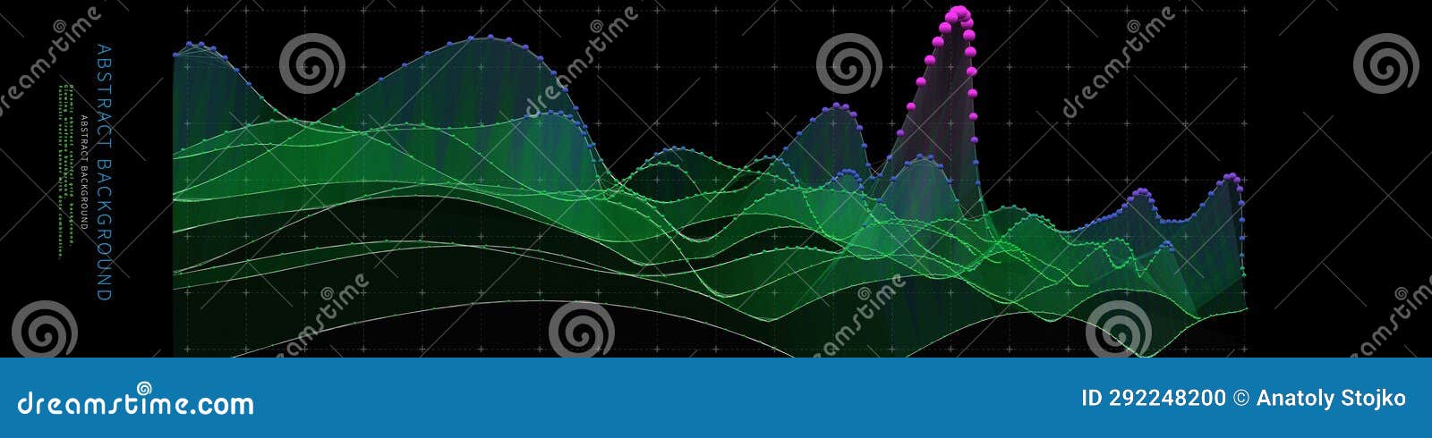 Abstract Background Wavy Graphs from Color Spheres and Lines Grid ...