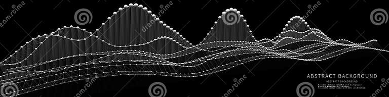 Abstract Background Wavy Graphs from White Spheres and Lines Grid ...