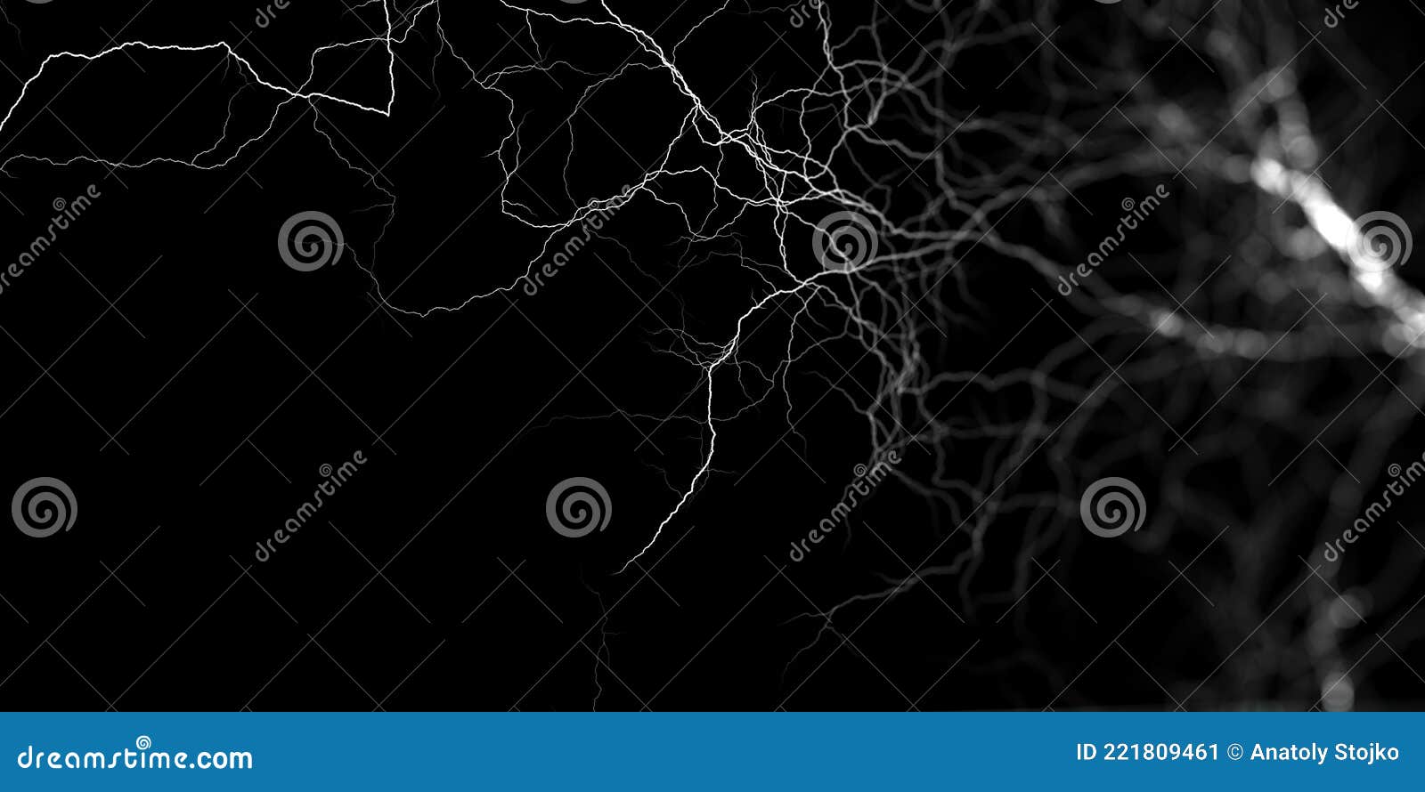 Abstract Background with Wavy Lightning Lines on Black. Banner for ...