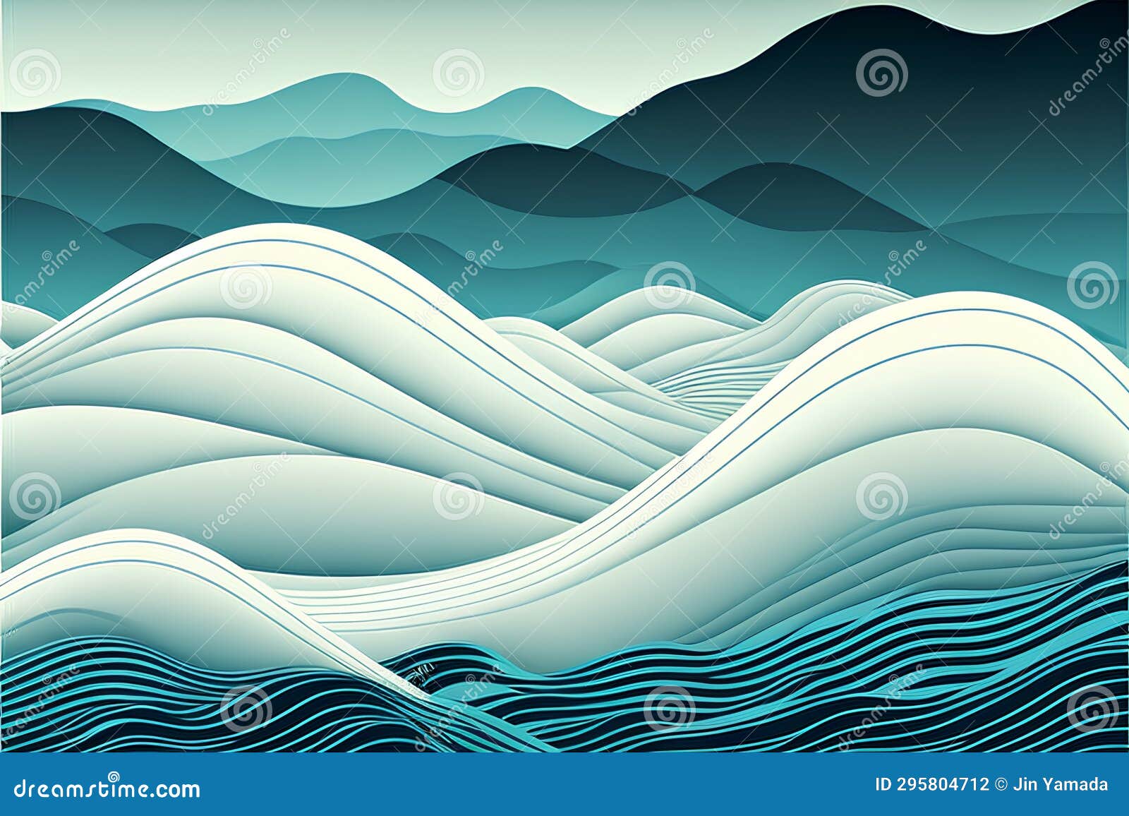 Abstract Background with Wavy Lines and Mountains. Vector Illustration ...