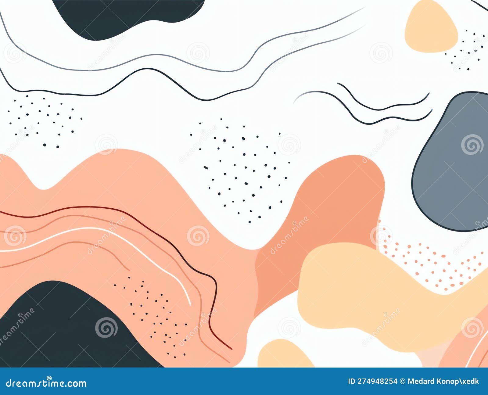 Abstract Background with Wavy Organic Shapes and Lines. Vector ...