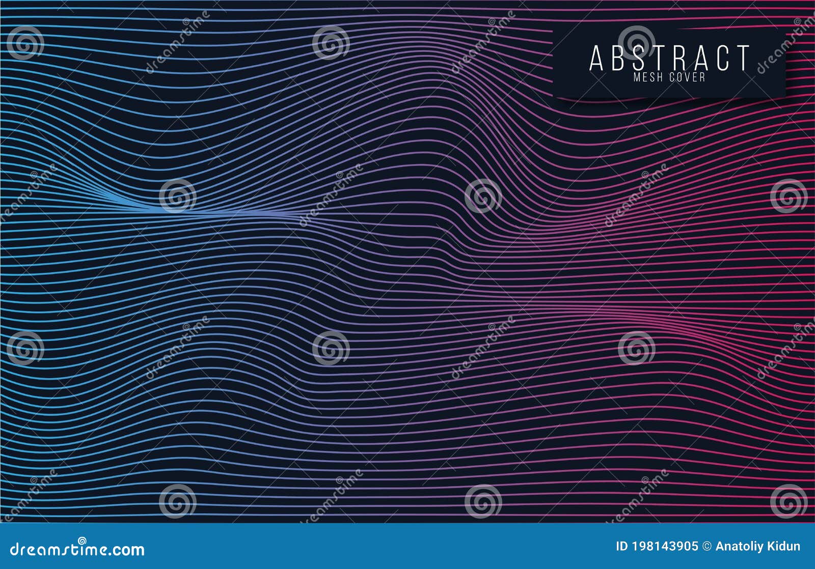 Abstract Background with Wavy Surface of Lines. Retrofuturistic ...