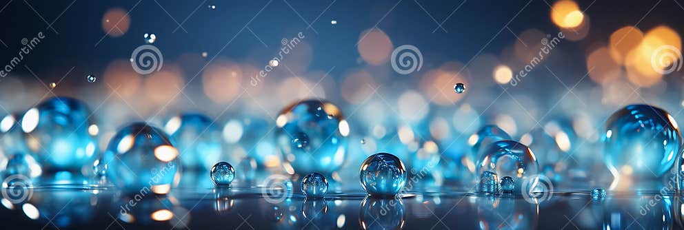Abstract Background for Website Header of Blue Water Drops with ...