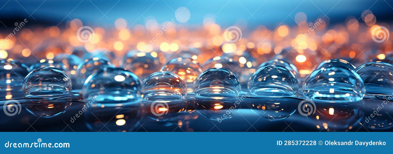 Abstract Background for Website Header with Water Drops and Reflection ...