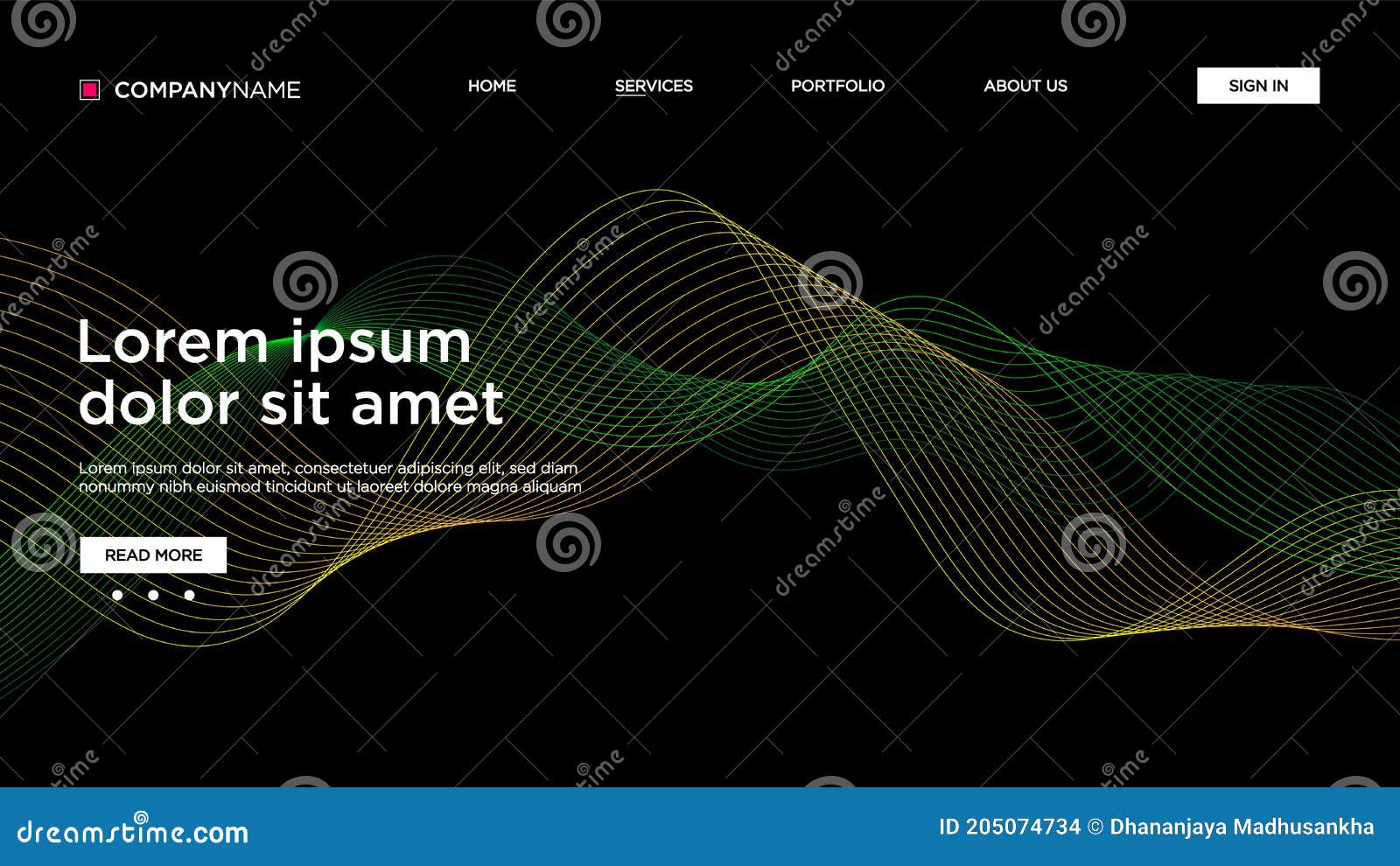 Abstract Background Website Landing Page. Curved Wavy Line, Smooth ...