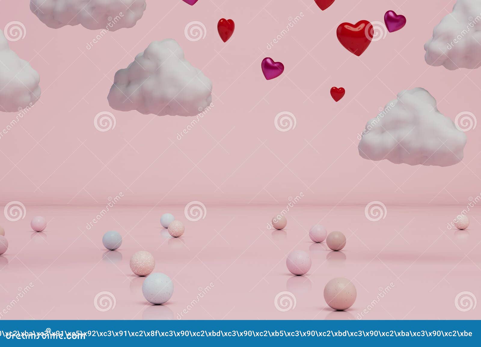 Abstract Background on Which Clouds and Hearts. Copy Paste, Copy Space ...
