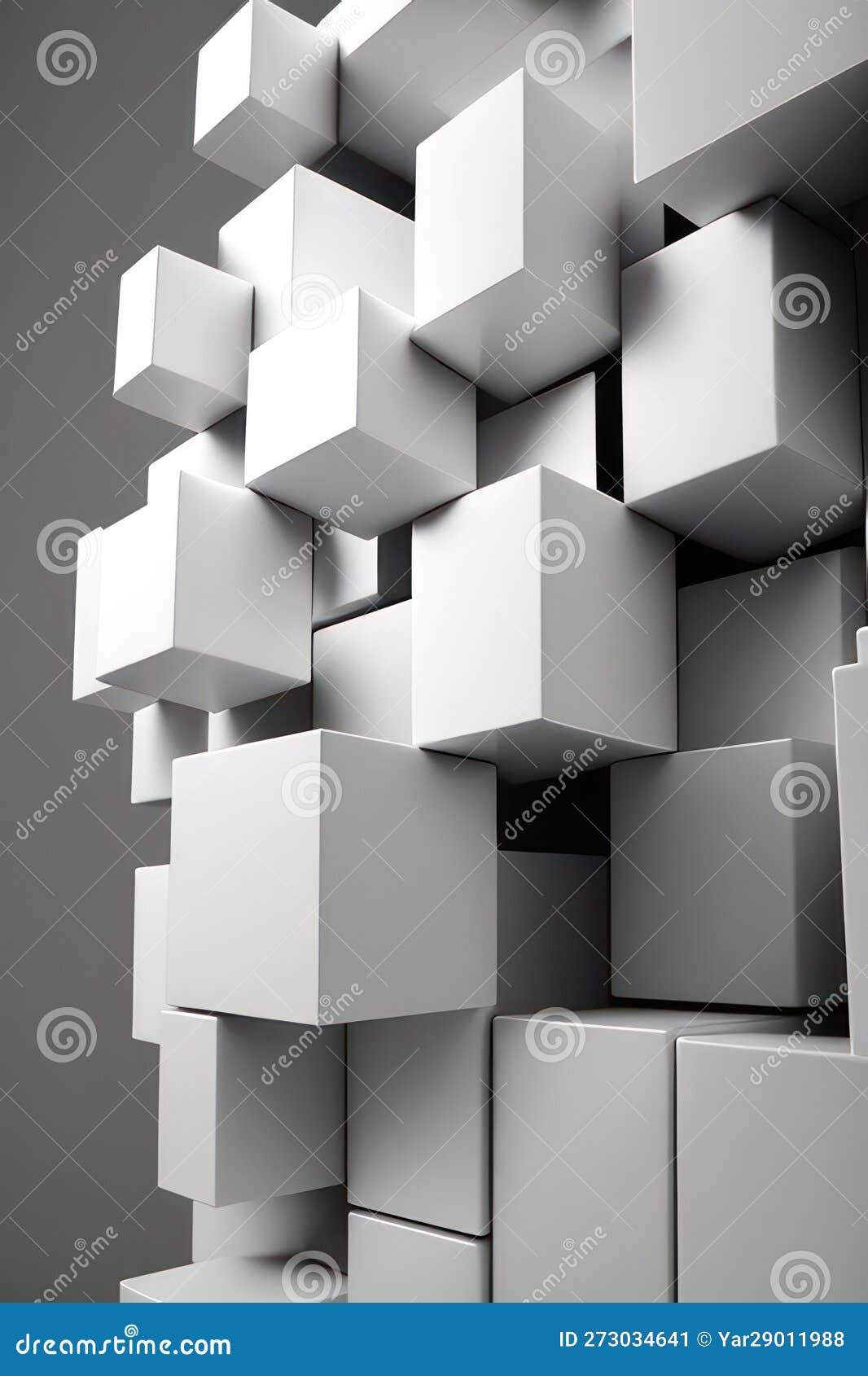 Abstract Background, White Cubes on a Gray Background. Vertical ...