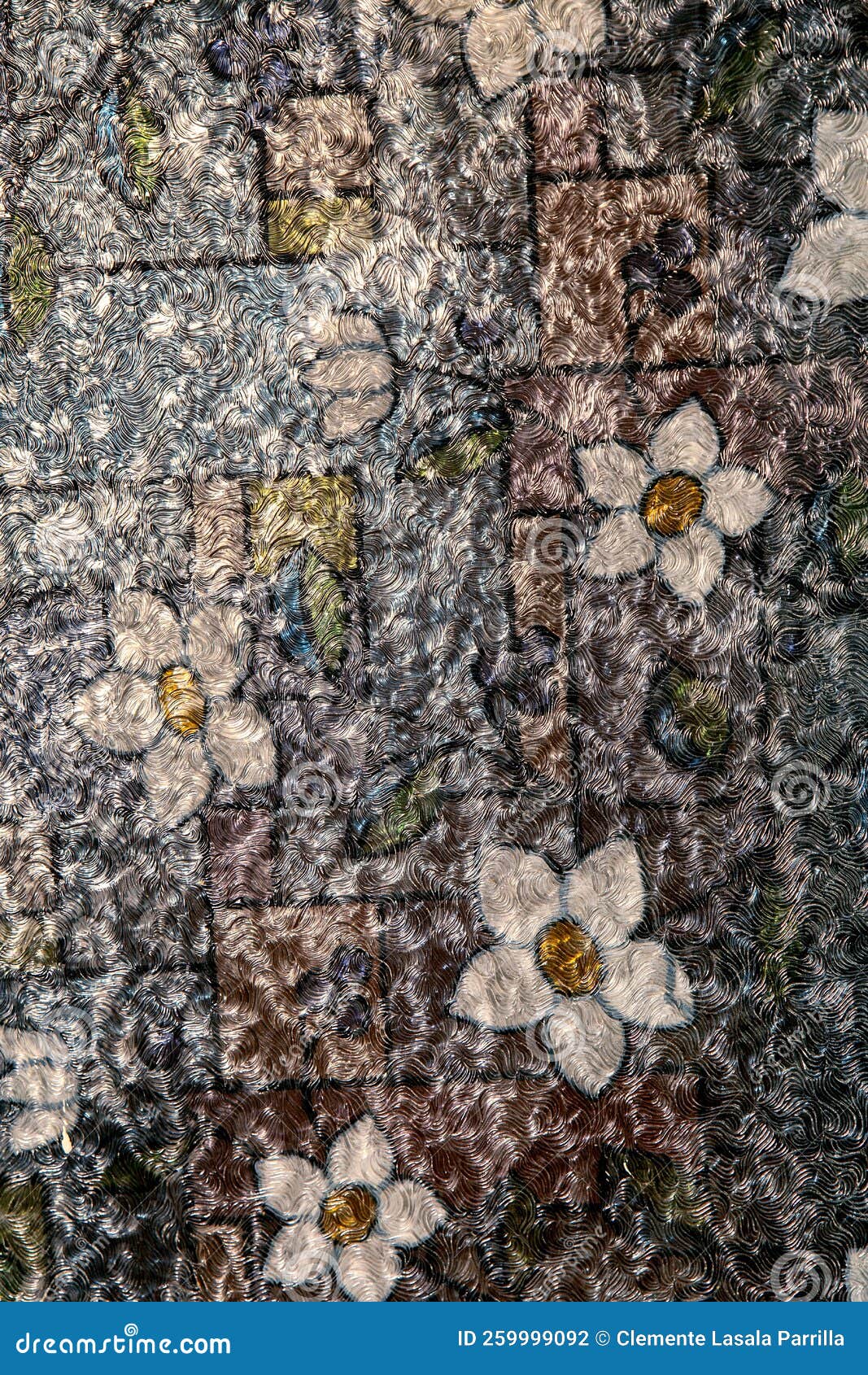 Abstract Background. White Flowers on Glass Surface with Undulating ...