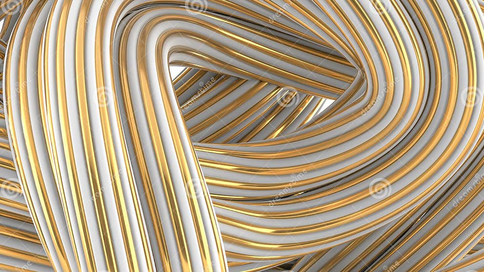 Abstract Background of White and Gold Rope. 3D Render Stock ...