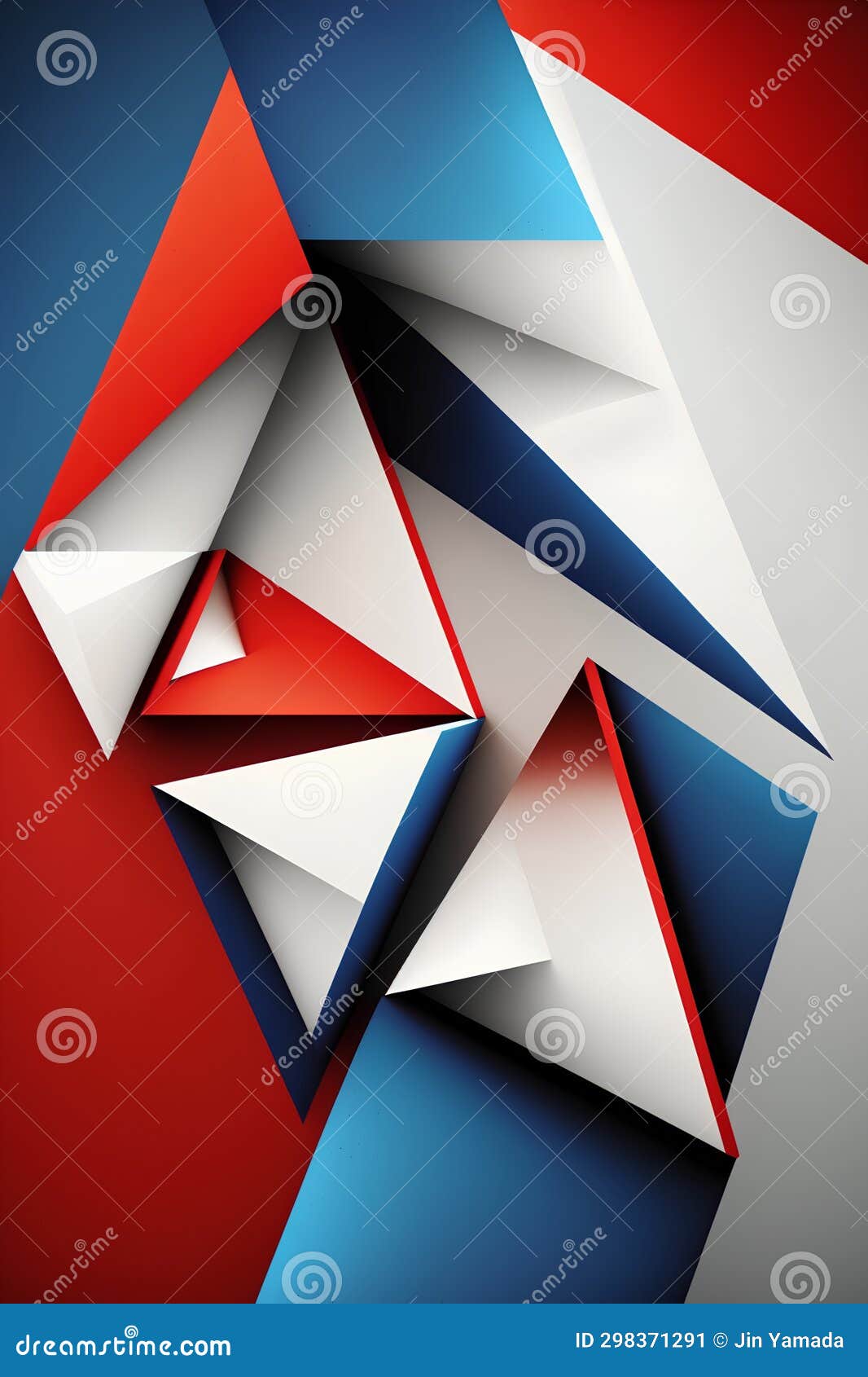 Abstract Background with White, Red and Blue Triangles, Vector ...