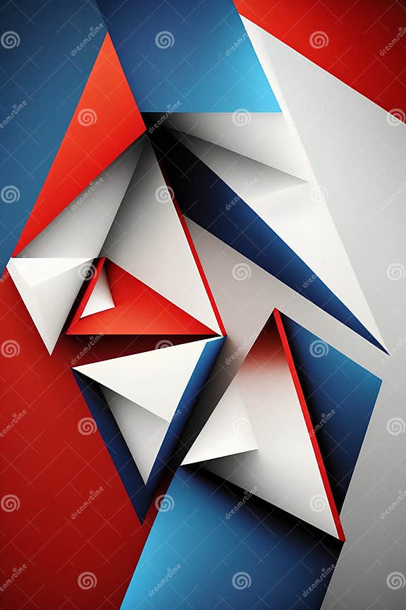 Abstract Background with White, Red and Blue Triangles, Vector ...