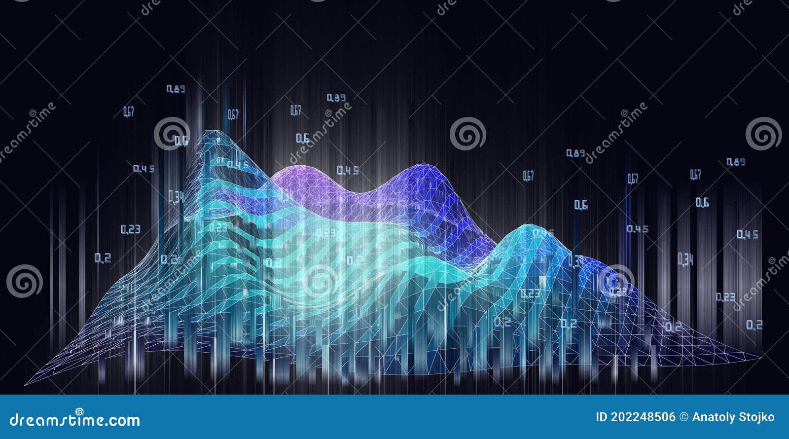 Abstract Background With Wireframe Analytical Algorithm Analyze Data With Blurred Lines Big 7972