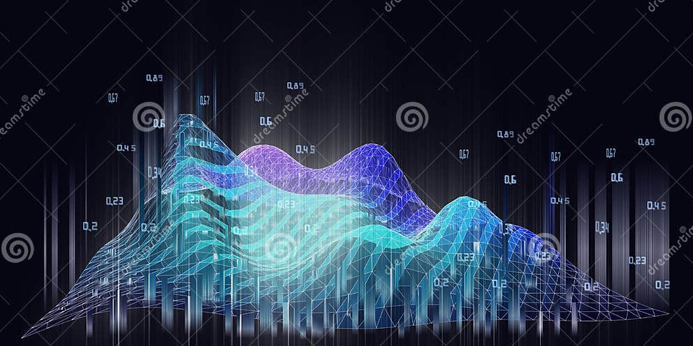 Abstract Background with Wireframe Analytical Algorithm Analyze Data with Blurred Lines. Big ...
