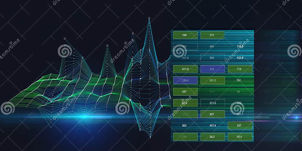 Abstract Background Wireframe Graph with Circles and Lines and Data ...