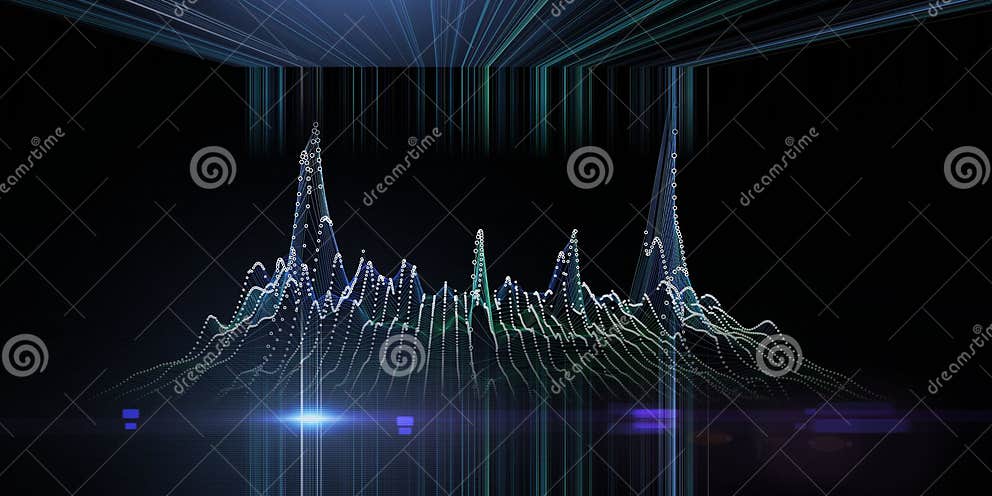 Abstract Background Wireframe Graph with Data Circles and Blurred Lines ...