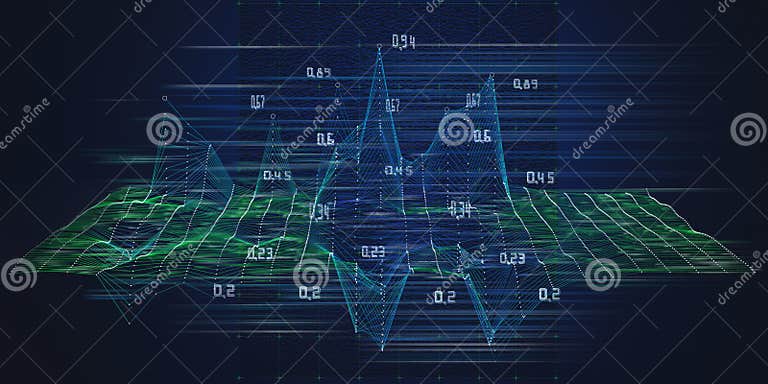 Abstract Background Wireframe Graph with Data Circles and Lines on Blue ...