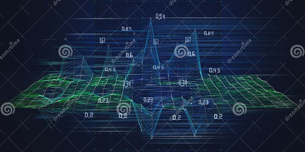 Abstract Background Wireframe Graph with Data Circles and Lines on Blue ...