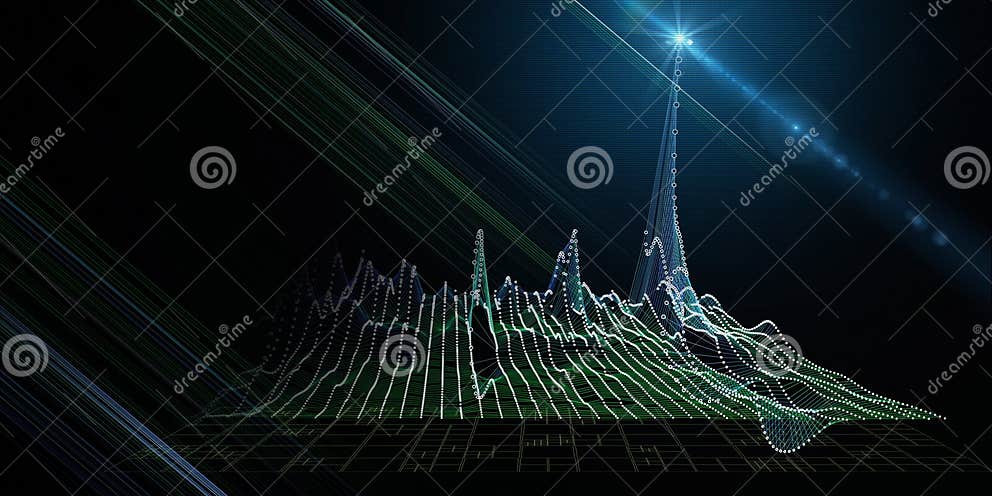 Abstract Background Wireframe Graph with Data Circles and Star Spot ...