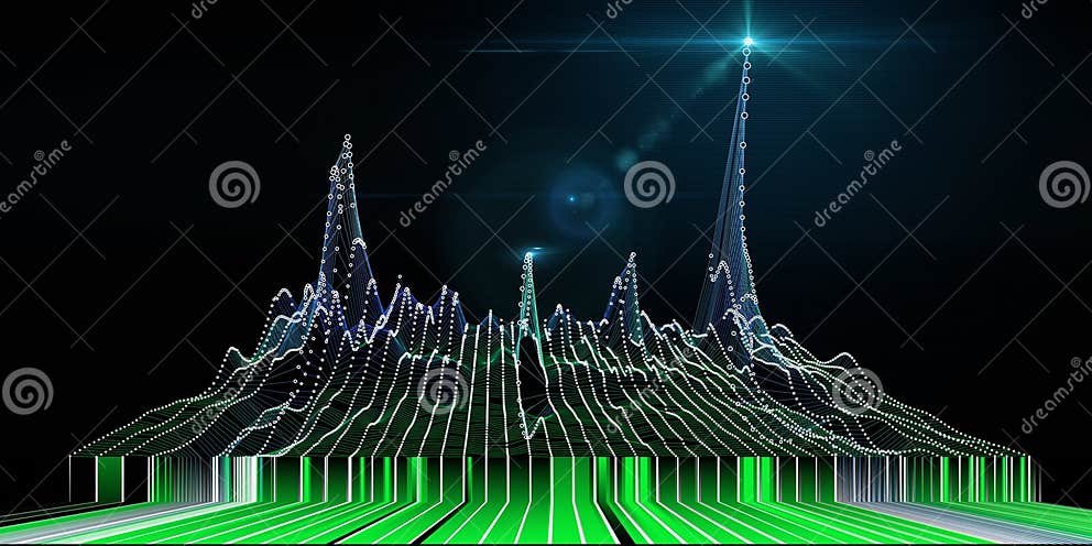 Abstract Background Wireframe Graph with Data Circles with Star Spot ...