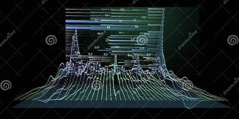 Abstract Background Wireframe Graph with Data Lines on Dark. Technology ...