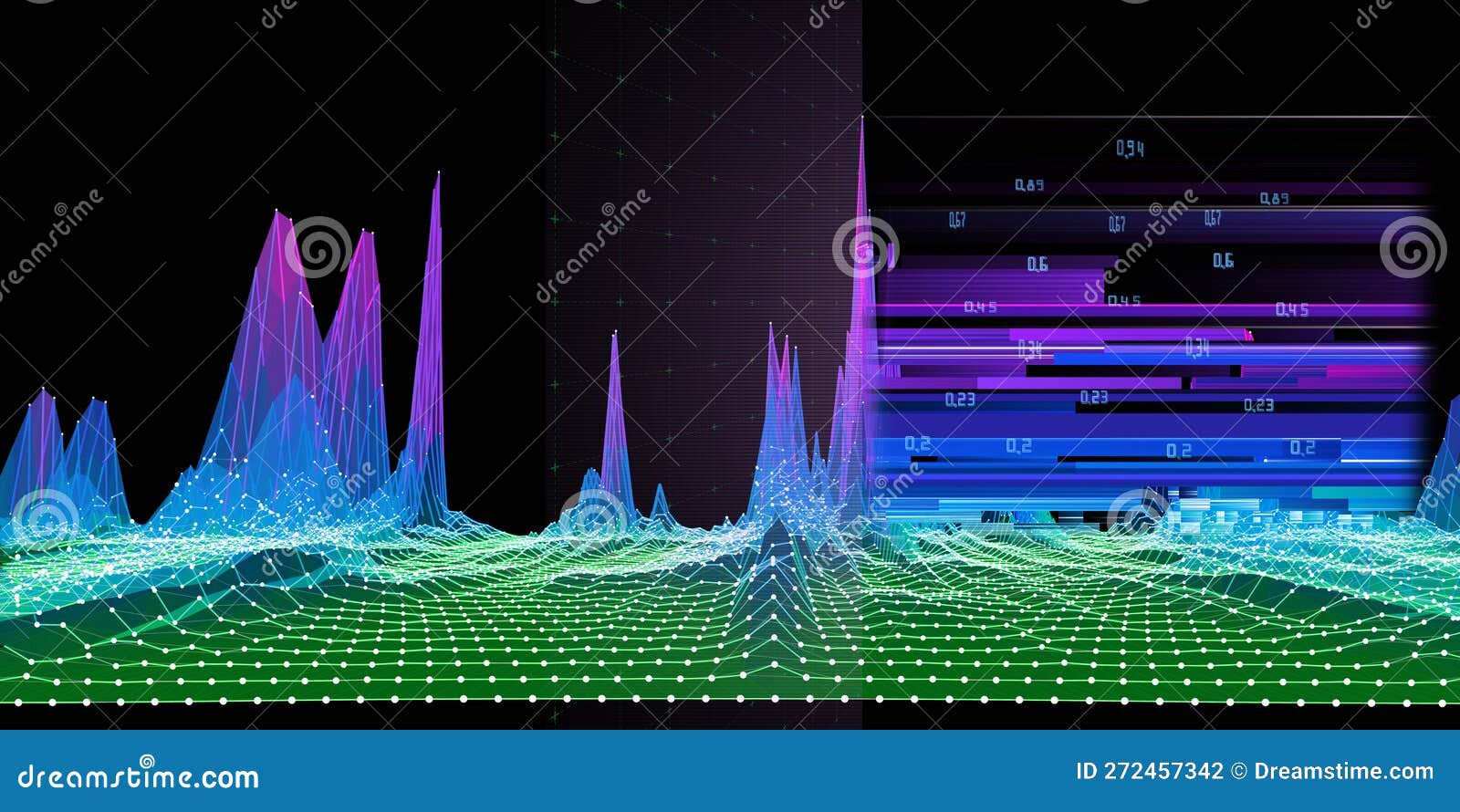 Abstract Background Wireframe Graph from Dots and Data Lines on Black ...