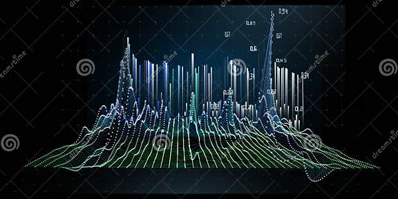 Abstract Background Wireframe Graph with Lines Data and Circles on Dark ...