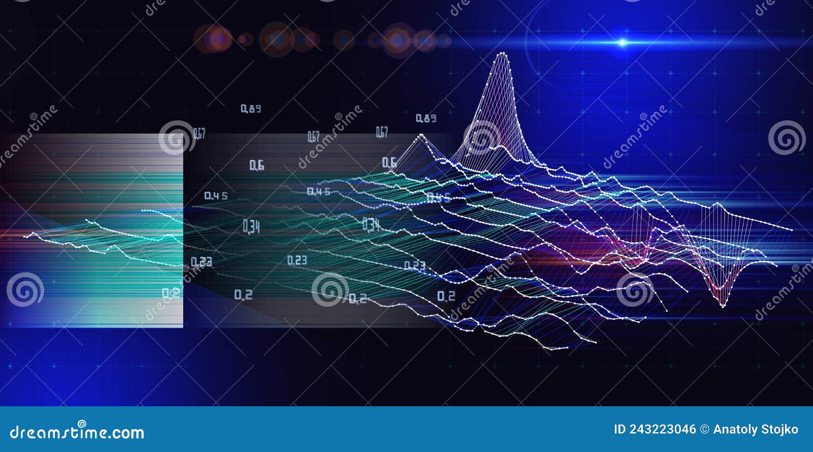 Abstract Background with Wireframe Grid on Dark. Visual Presentation of ...