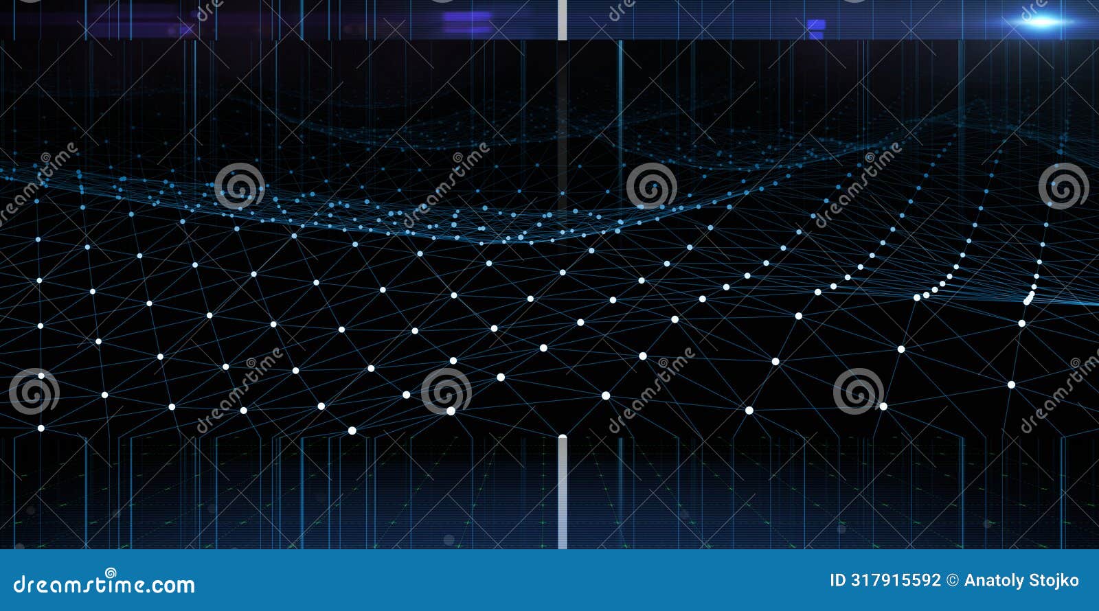 Abstract Background Wireframe Grid from Dots and Lines Blue. Technology ...