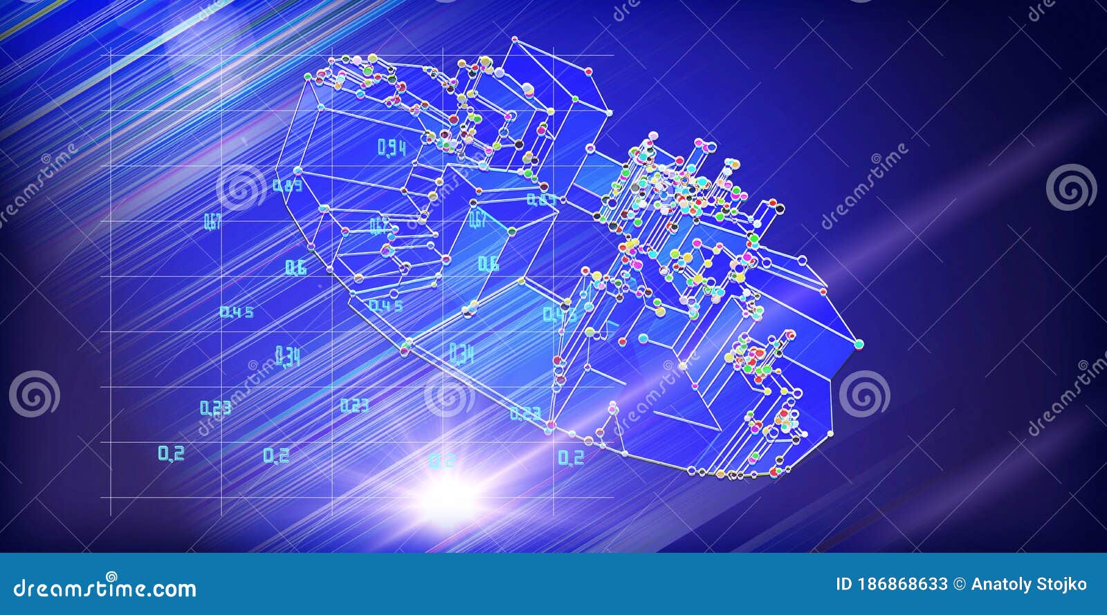Abstract Background with Wireframe Infographic and Big Data ...
