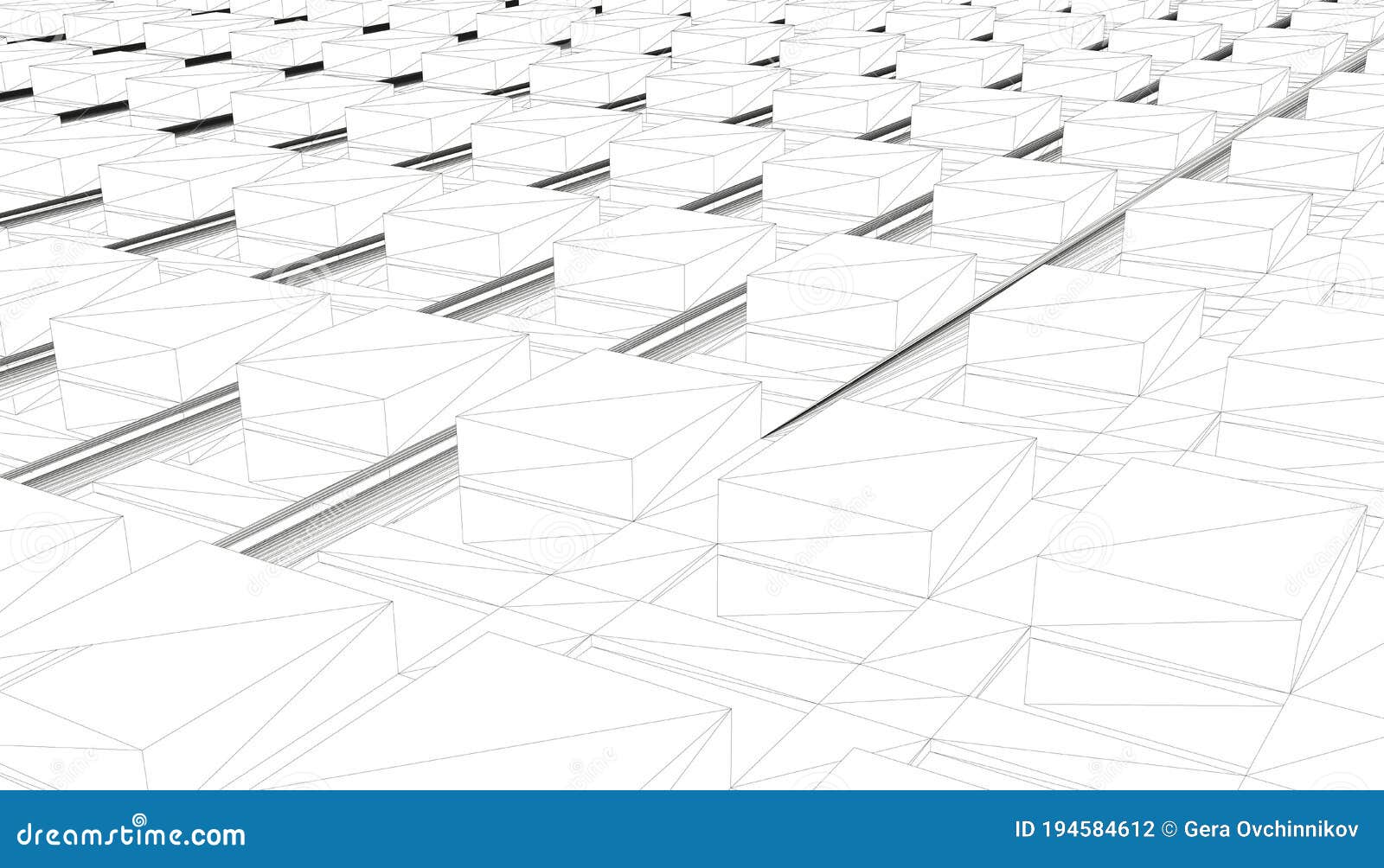 Abstract Background with Wireframe of Many Squares. 3D Stock Vector ...