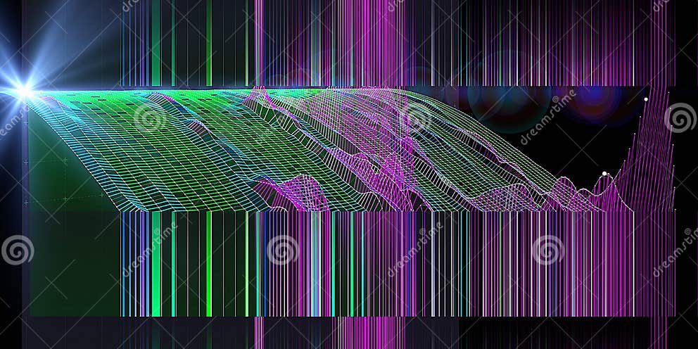 Abstract Background with Wireframe Virtual Screen Data and Spot. Big Data Stock Illustration ...