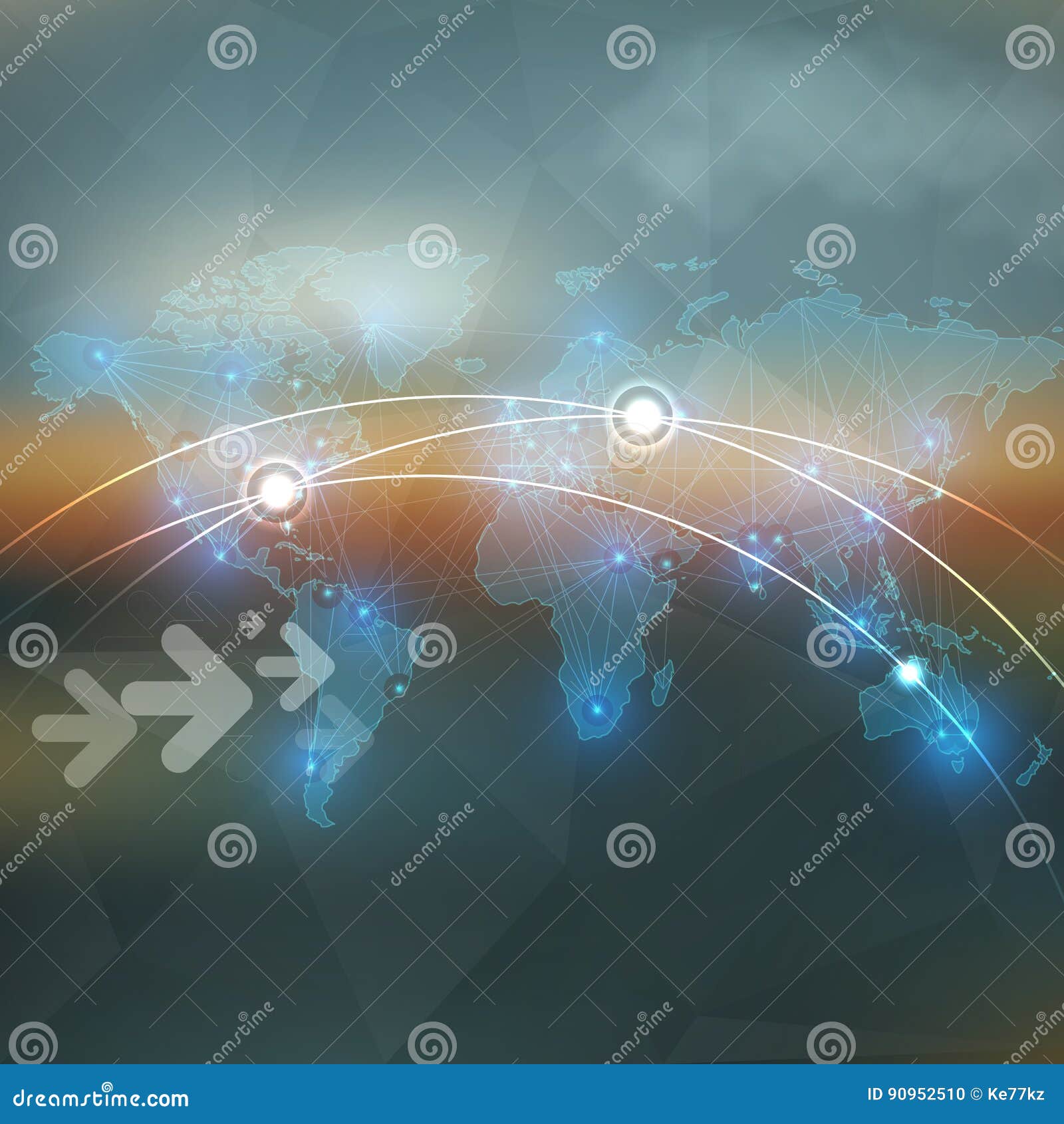 Abstract Background with World Map. Global Network. Stock Illustration ...