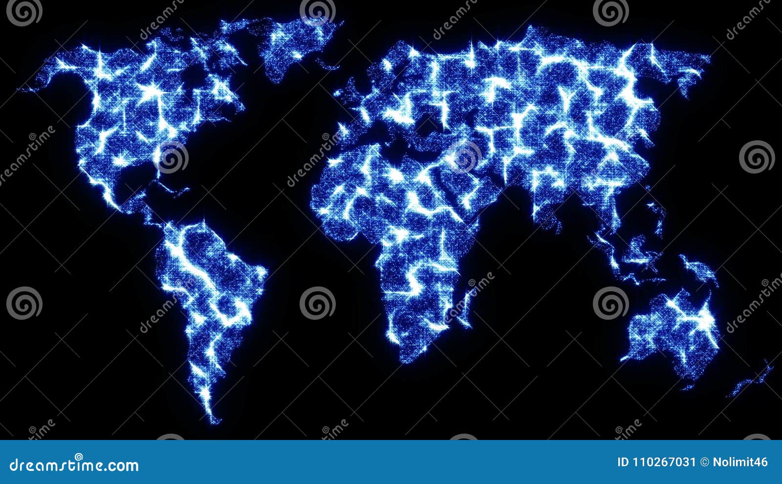 Abstract Background of a World Map with Luminous Particles Stock ...