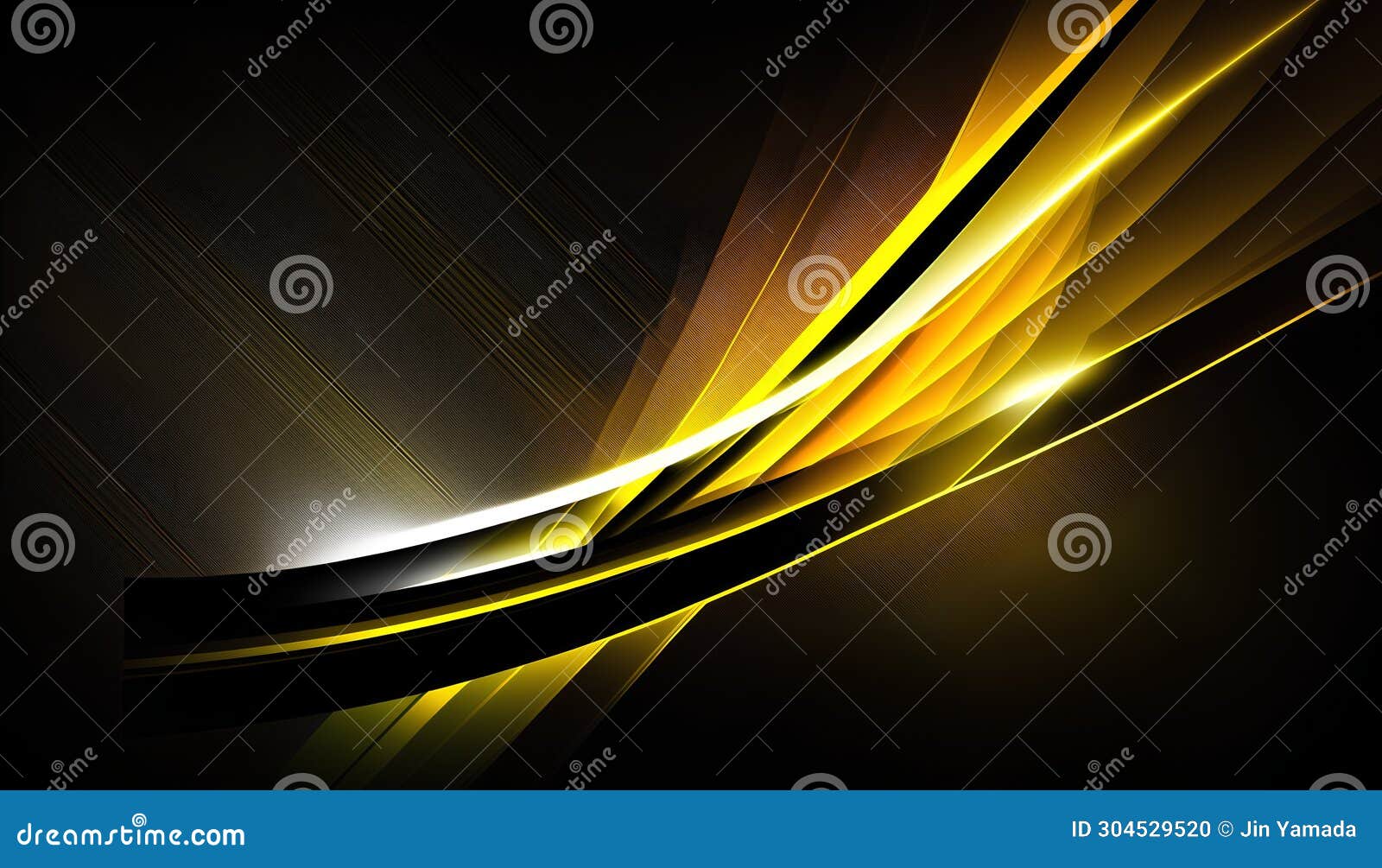 Abstract Background with Yellow and Black Wavy Lines. Vector ...