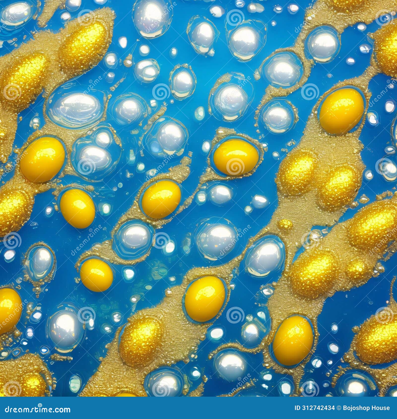Abstract Background with Yellow and Blue Bubbles Stock Illustration ...