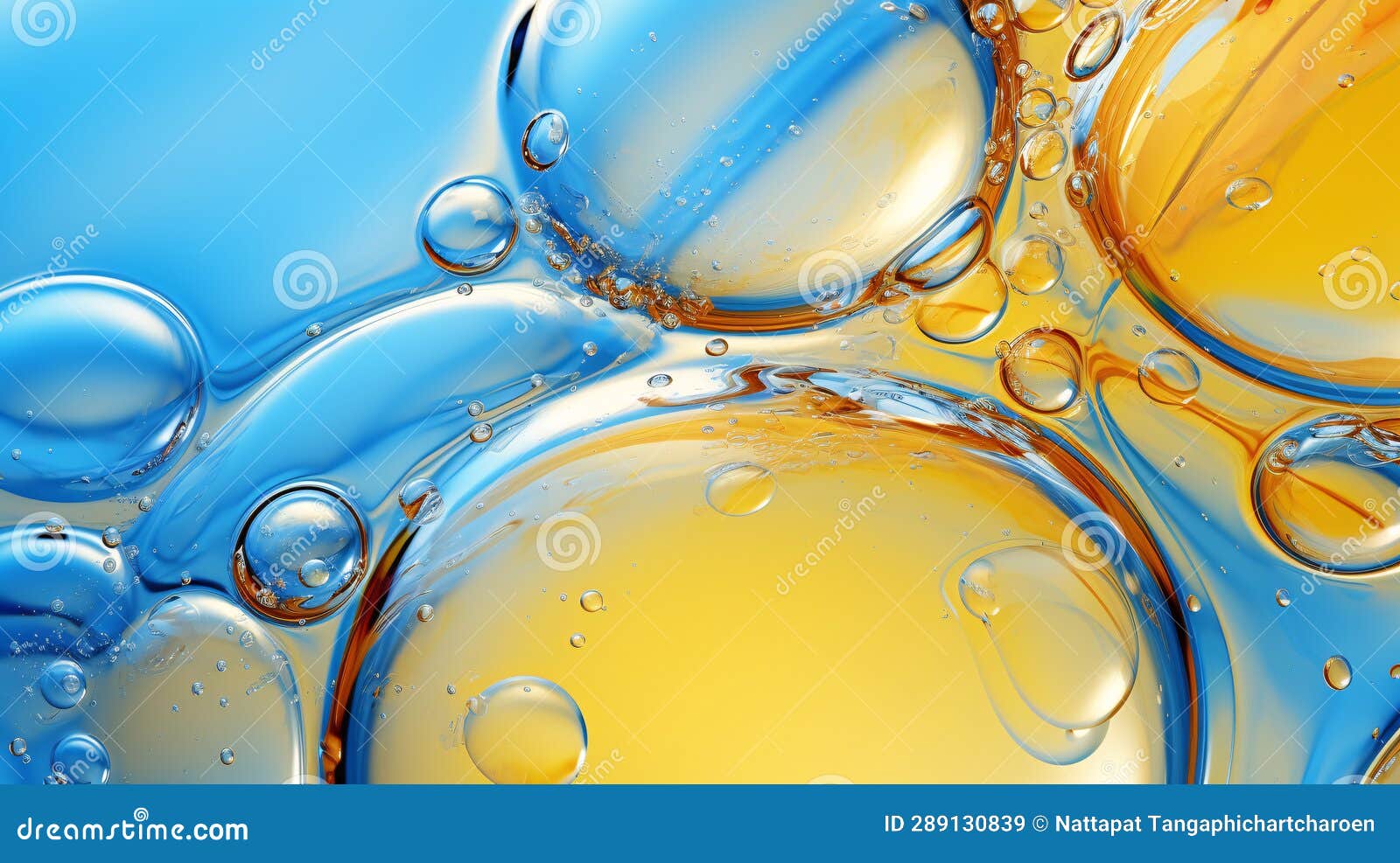Abstract Background of Yellow and Blue Bubbles Fluid Oil in Liquid ...