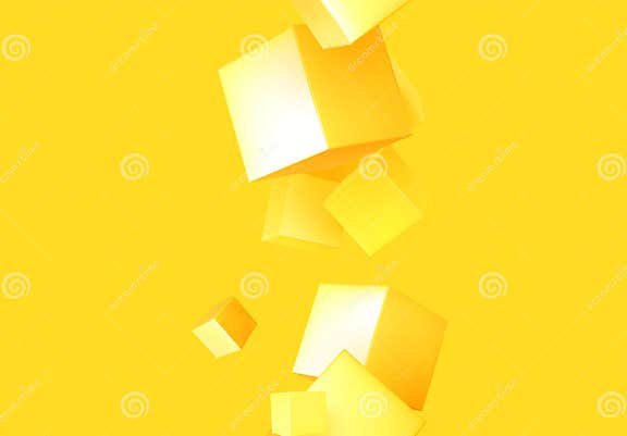 Abstract Background Yellow Color with 3d Cubes. Stock Illustration ...