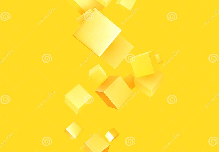 Abstract Background Yellow Color with 3d Cubes. Stock Illustration ...