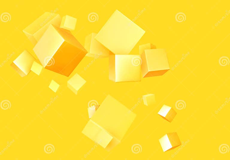 Abstract Background Yellow Color with 3d Cubes. Stock Illustration ...