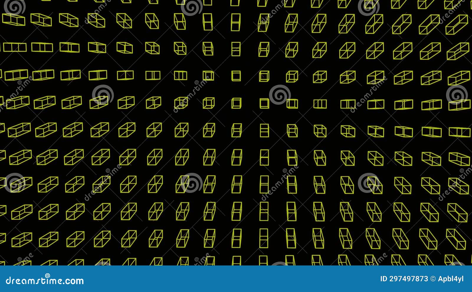 Abstract Background Of Yellow Rotating Rectangles Vj Loop Blocks Rotation Surface Of