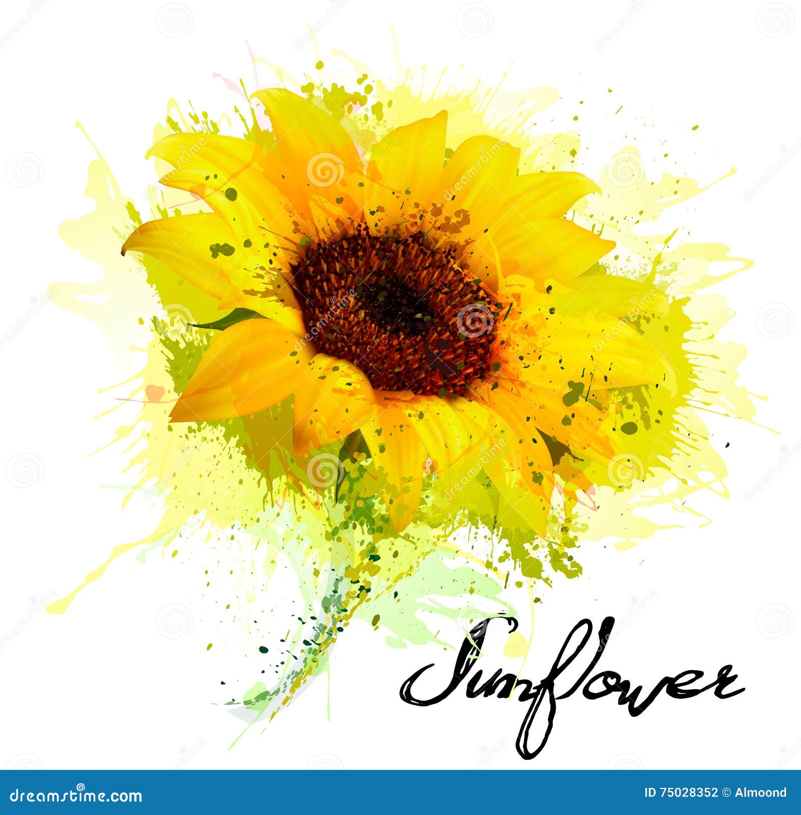 Watercolor Abstract Sunflower